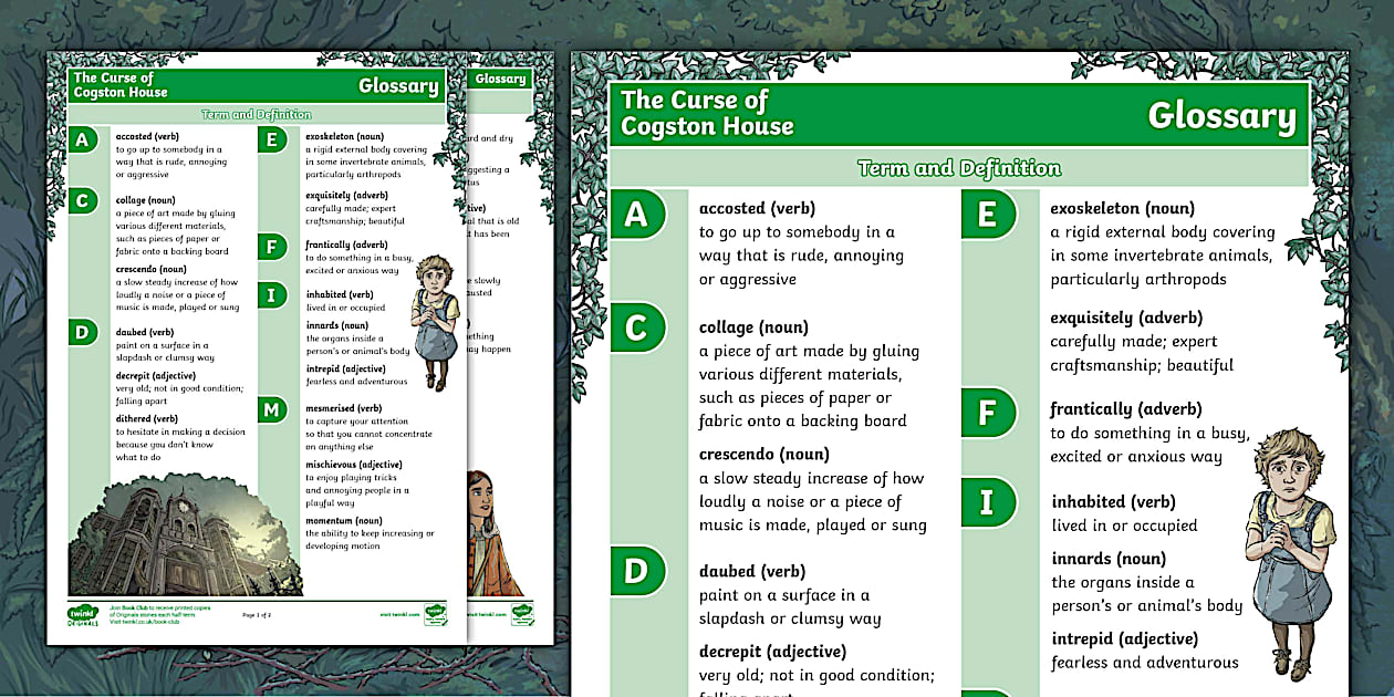 The Curse of Cogston House Glossary (teacher made) - Twinkl